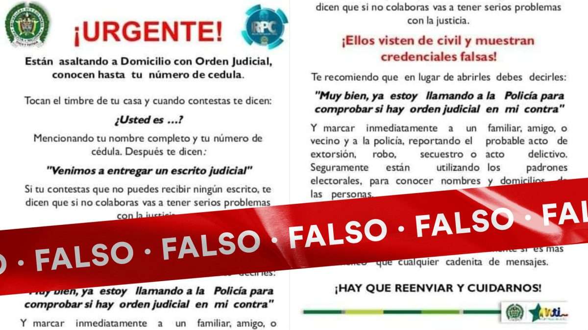 Falso: ¿Están asaltando a domicilio con una orden judicial por coronavirus?
