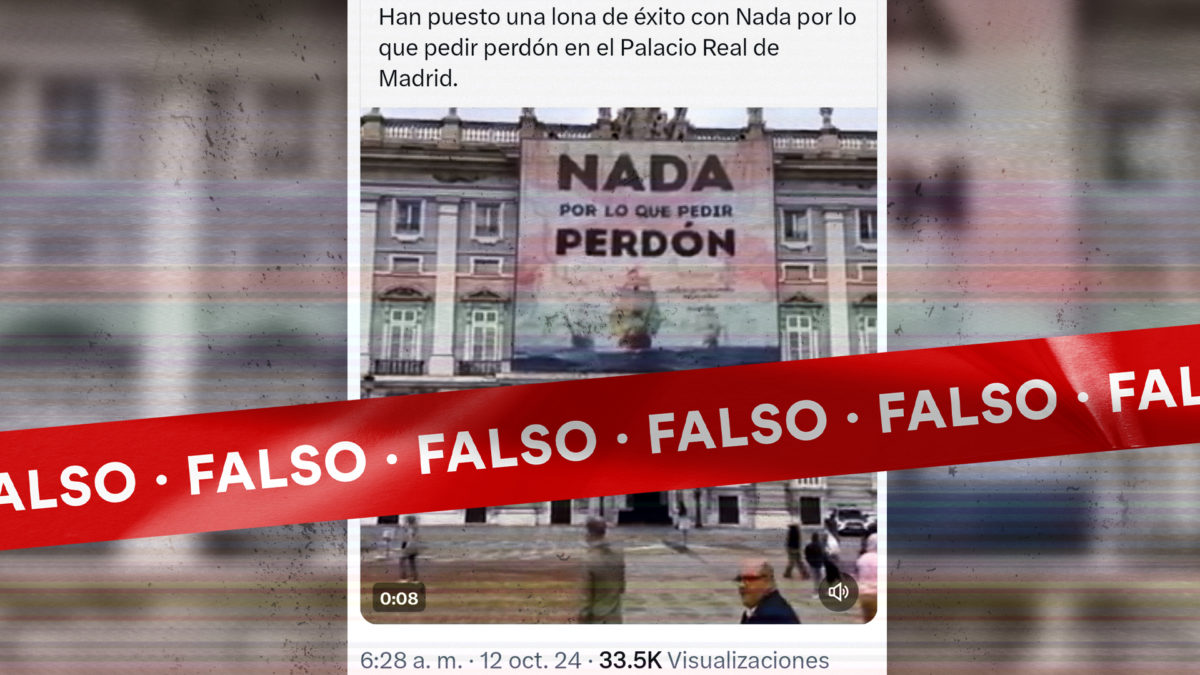 Es falso que se colgó una pancarta que dice “Nada por lo que pedir ...